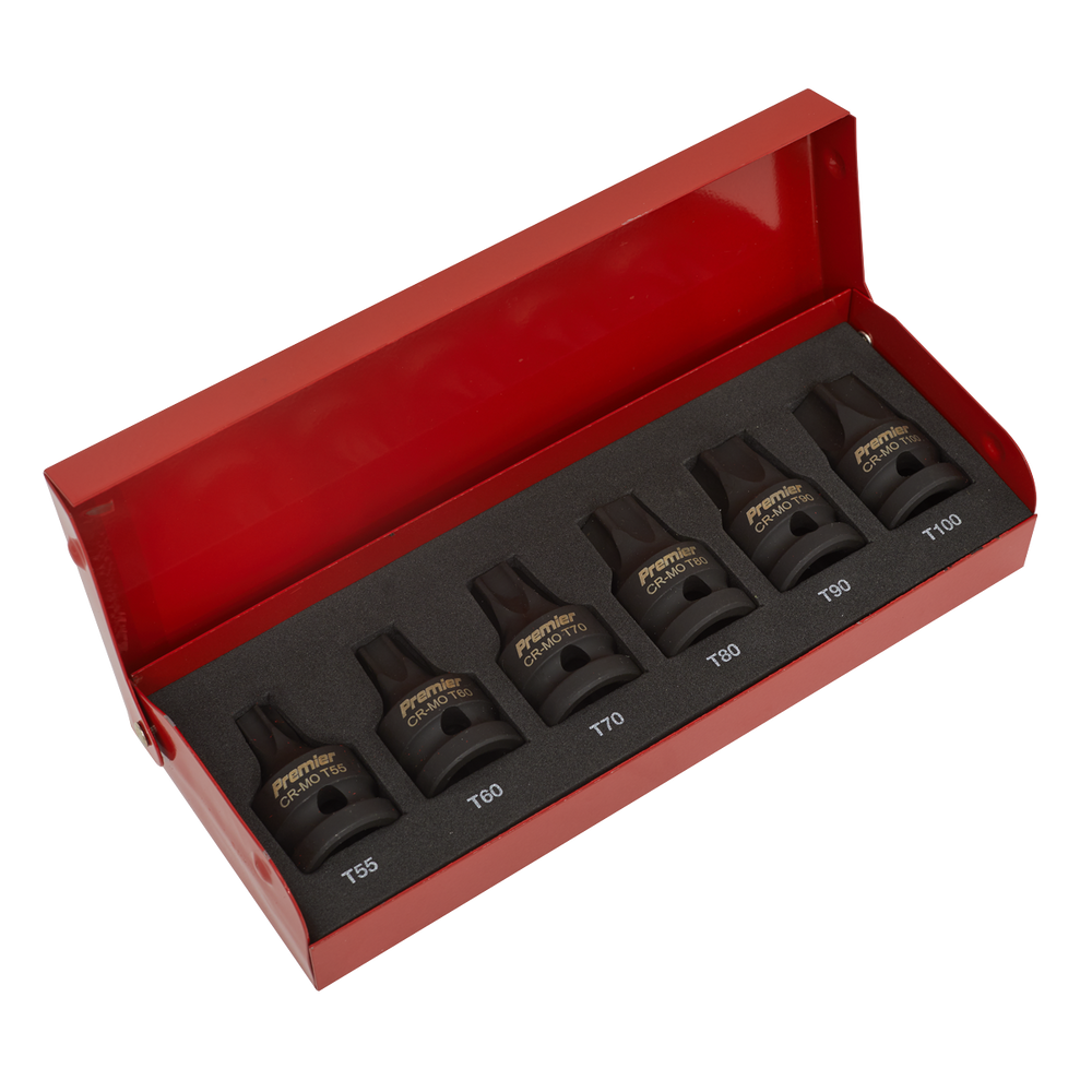 Sealey Premier TRX-Star* Impact Socket Bit Set 1/2"Sq Drive 6pc