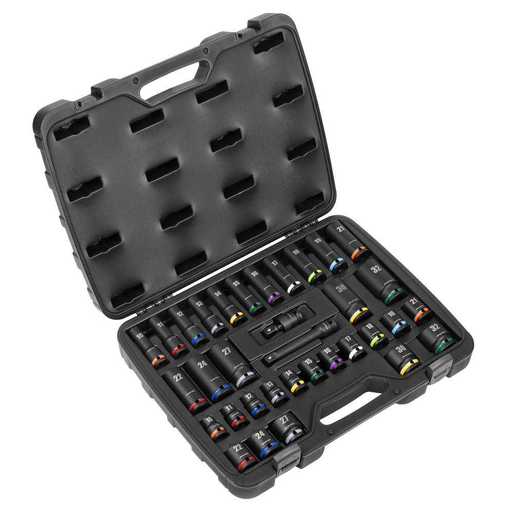 Sealey Premier Impact Socket Set 1/2"Sq Drive 34pc