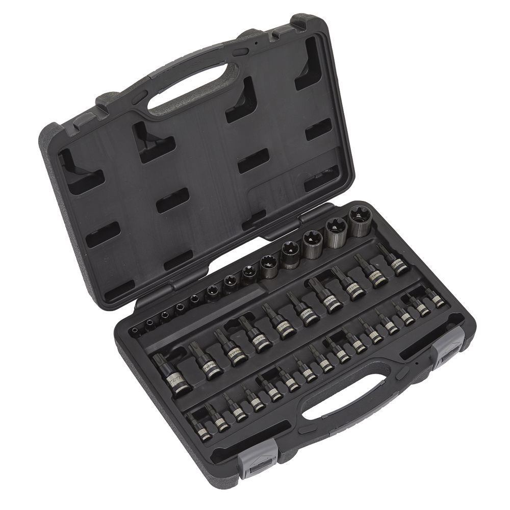 Sealey Premier Black TRX-Star* Socket & Security Socket Bit Set 1/4",