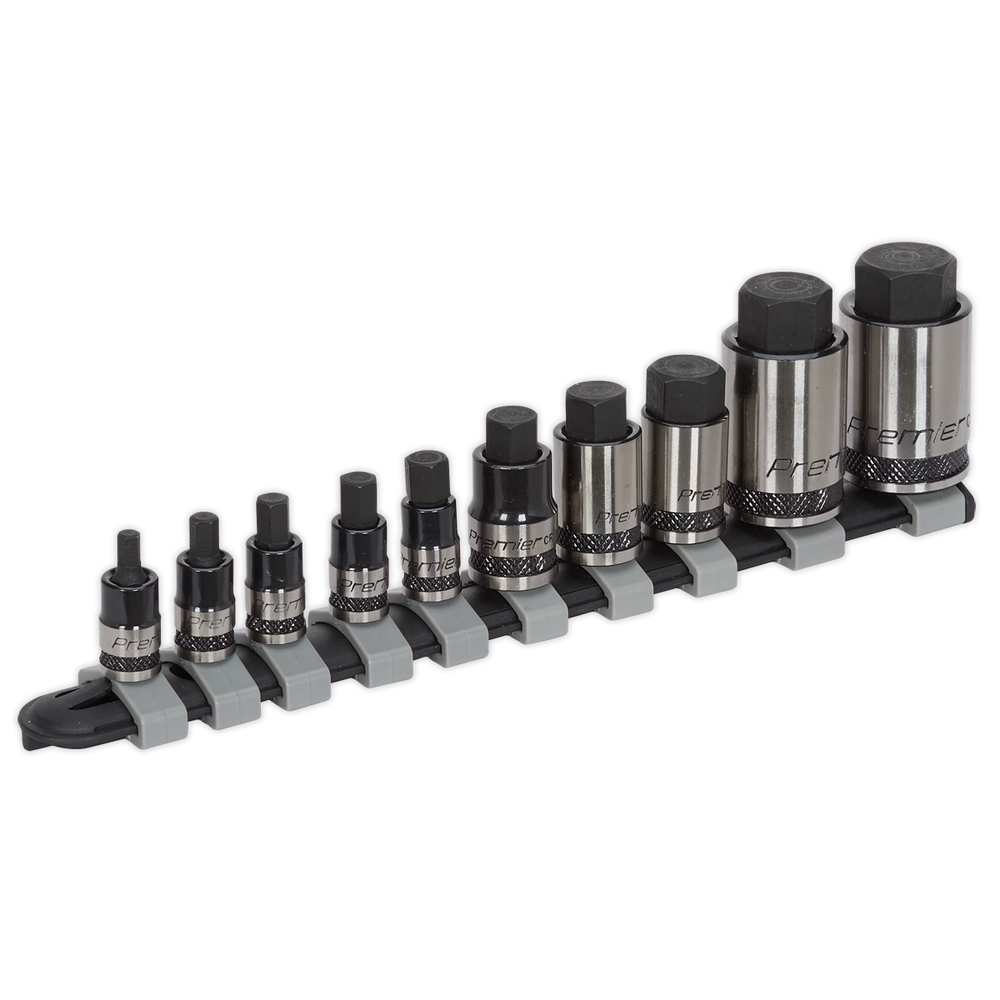 Sealey Premier Black Stubby Hex Socket Bit Set 1/4", 3/8" & 1/2"Sq Dri