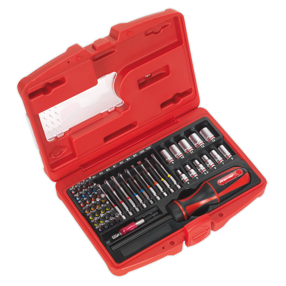 Sealey Premier Fine Tooth Ratchet Screwdriver & Accessory Set 51pc