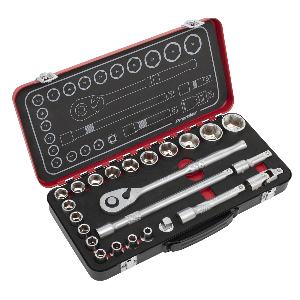 Sealey Premier Platinum Socket Set 1/2"Sq Drive 24pc | Lifting ...