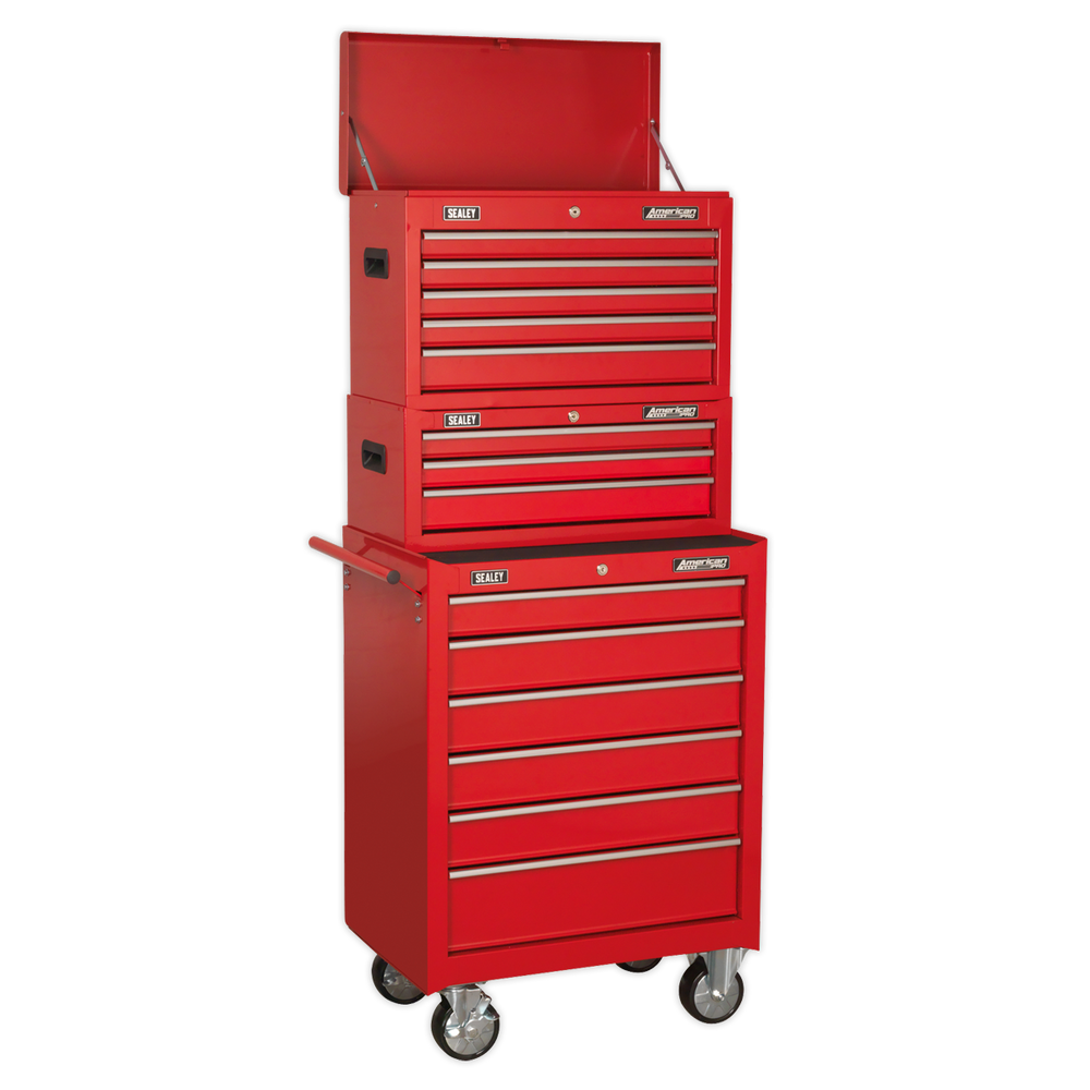 Sealey American PRO® Topchest, Mid-Box Tool Chest & Rollcab Stack 14 D ...