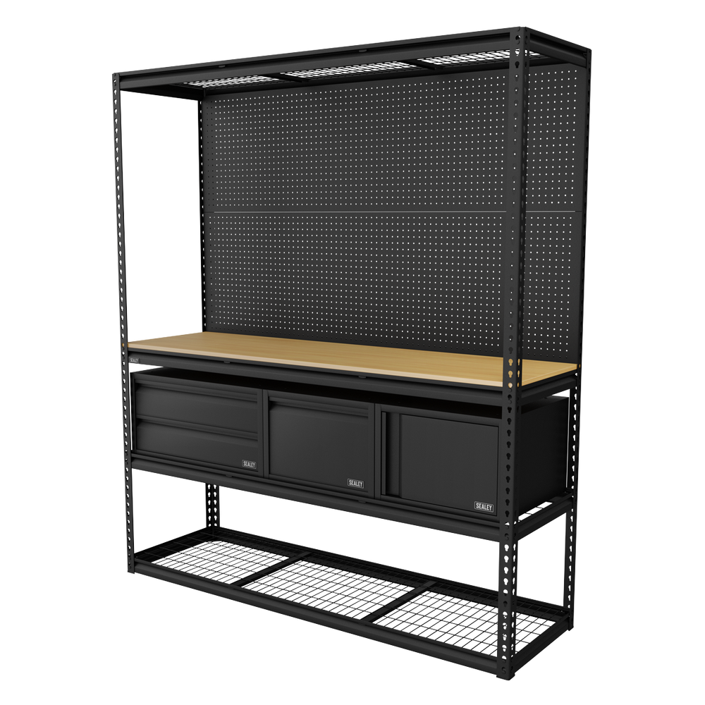 Sealey Heavy-Duty Modular Workbench & Racking Kit with 3 Storage Units