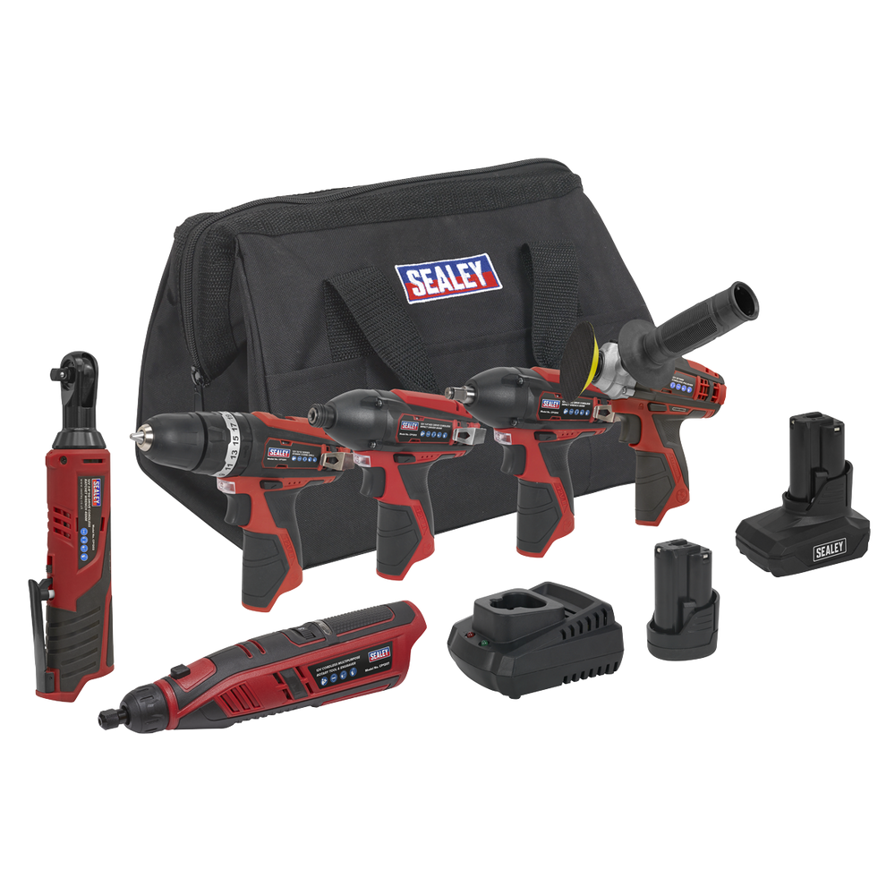 Sealey 6 x SV12 Series Cordless Power Tool Combo Kit 12V - 2 Batteries