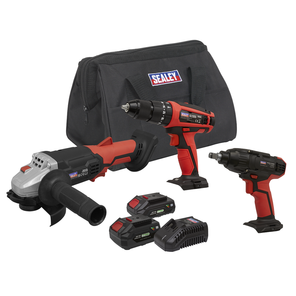 Sealey 3 x SV20 Series Cordless Tool Combo Kit 20V - 2 Batteries