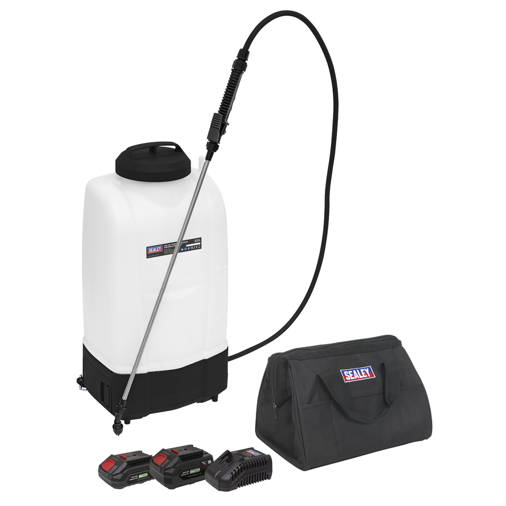 Sealey SV20 Series 15L Cordless Garden Backpack Sprayer 20V - 2 Batter ...