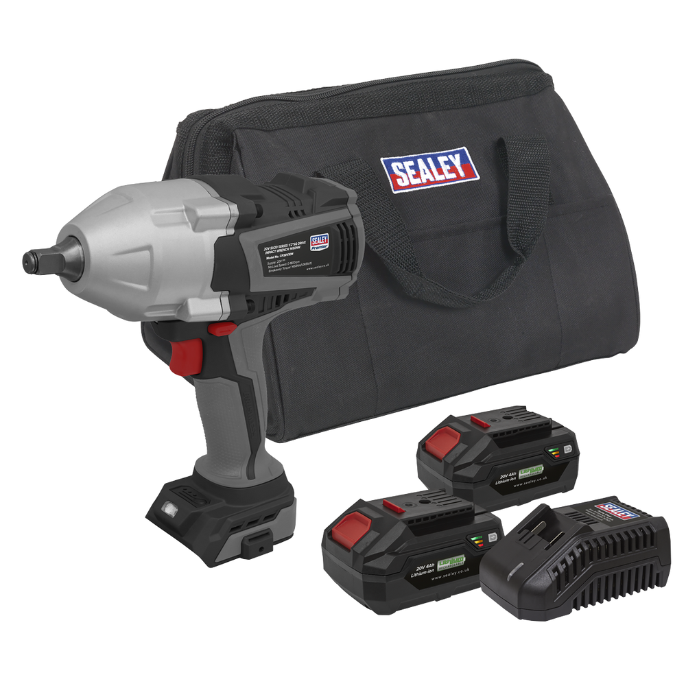 Sealey Premier SV20 Series Cordless Impact Wrench Kit 20V 4Ah - 2 Batt