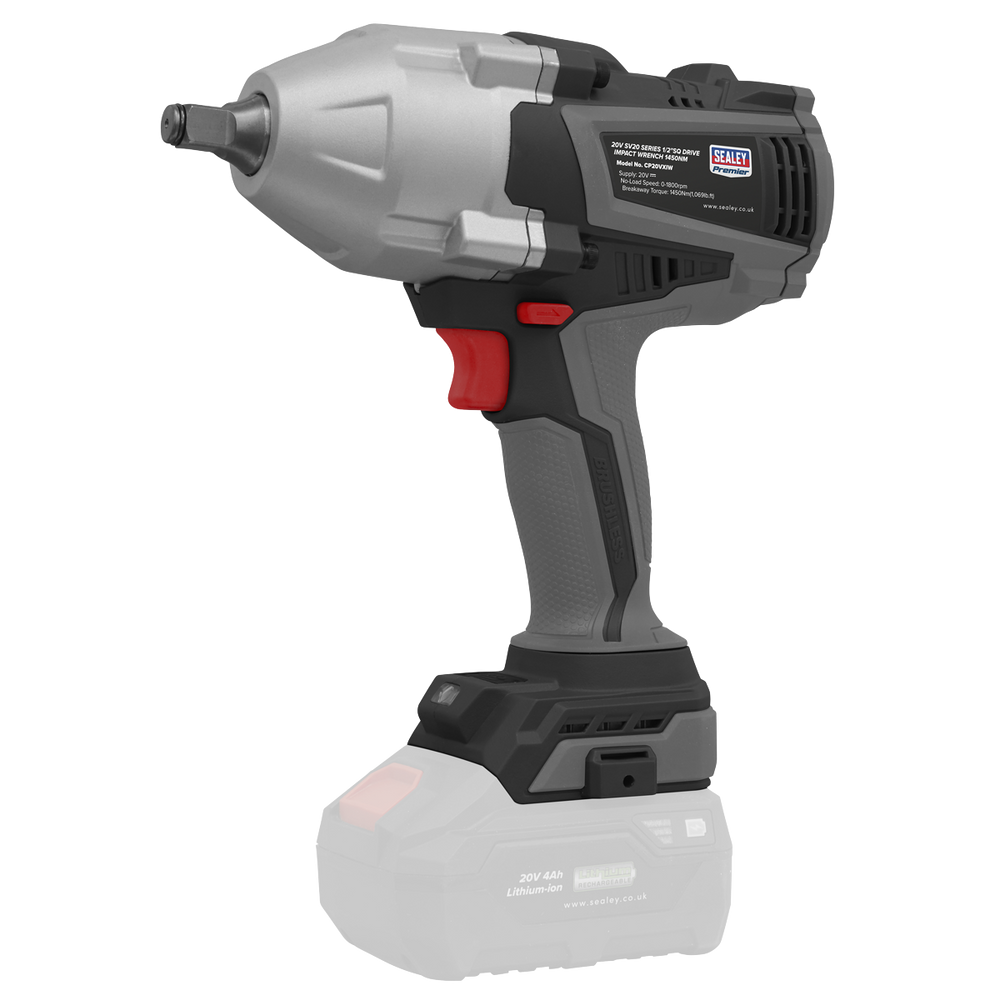 Sealey Premier SV20 Series 1/2"Sq Drive Brushless Cordless Impact Wren ...