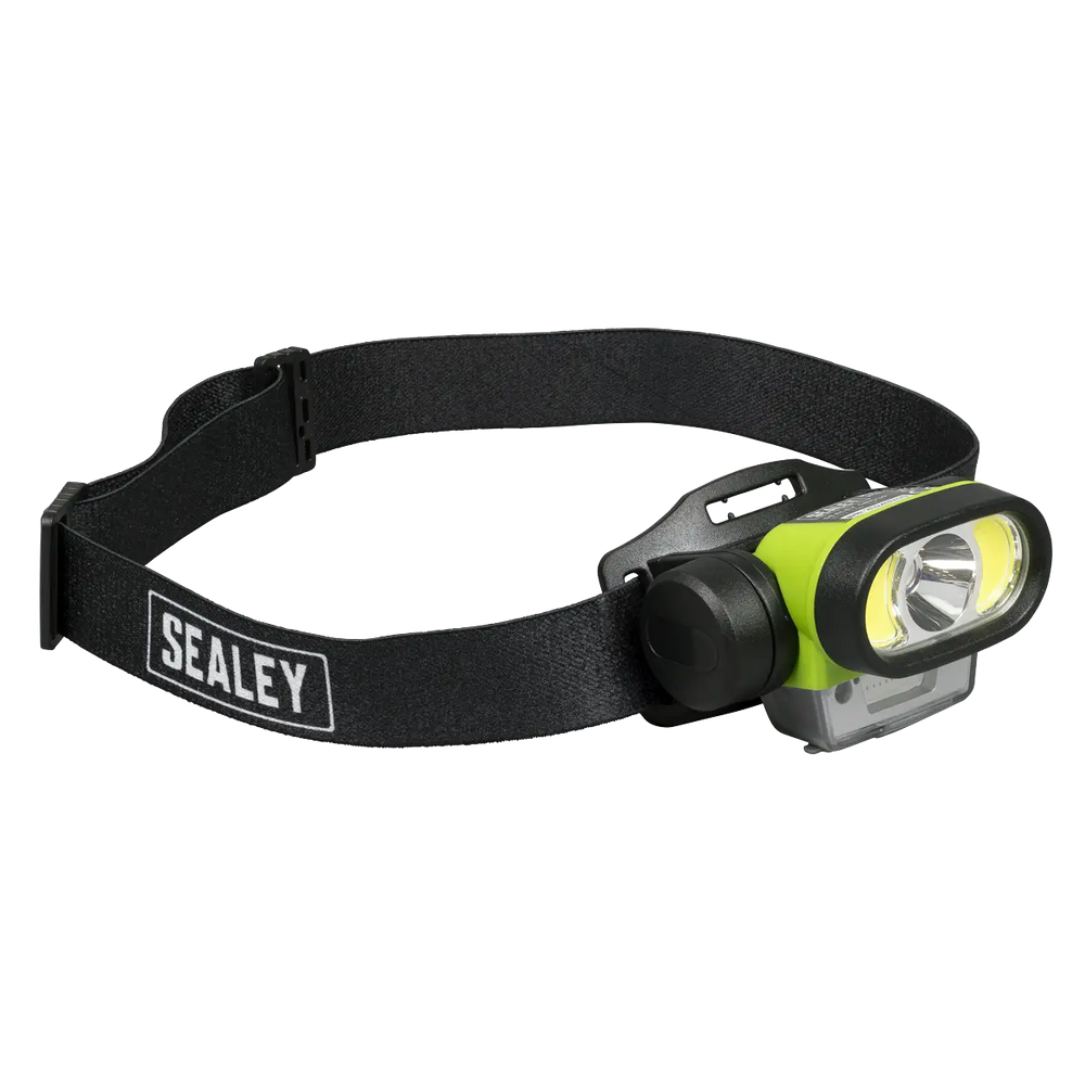 Sealey Rechargeable Head Torch with Auto-Sensor 5W & 3W COB LED