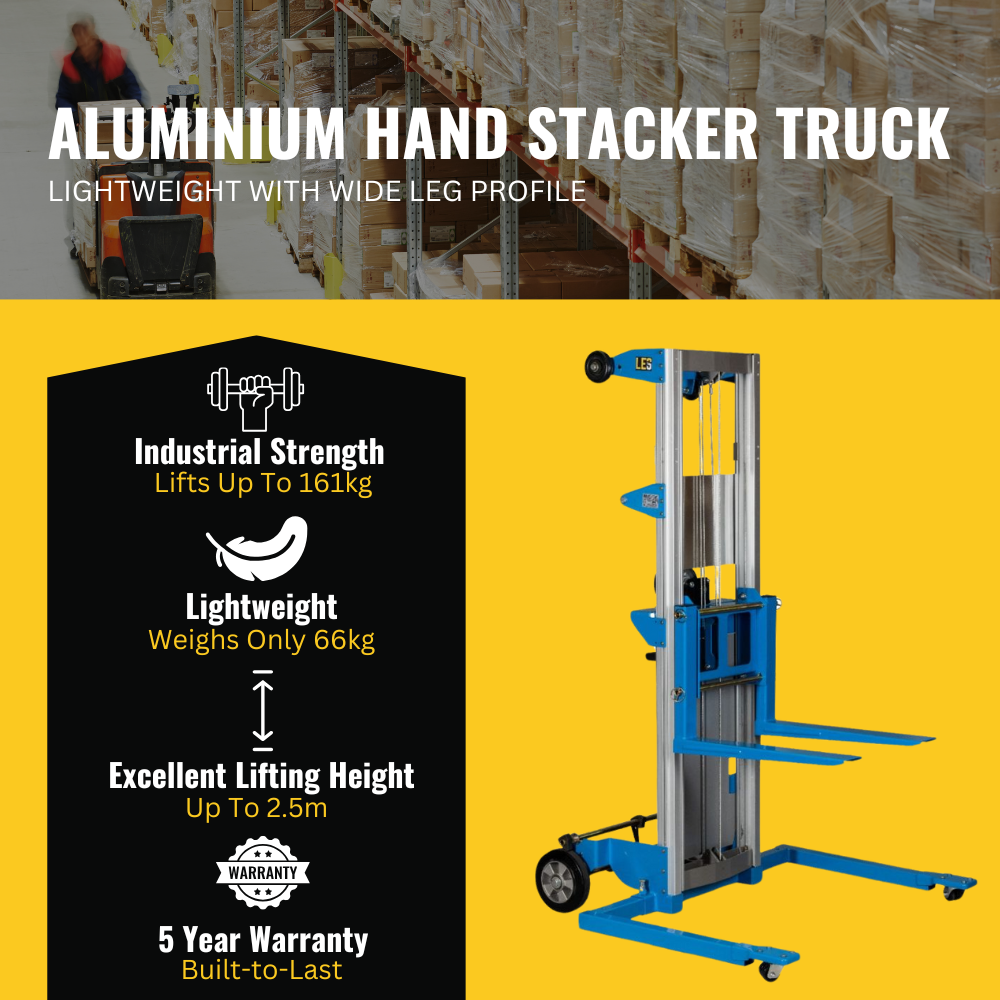Lightweight Aluminium Hand Stacker Truck- Wide Legs | Lifting Equipment ...