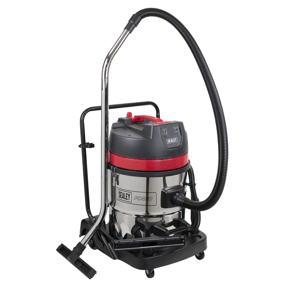 Sealey 60L Vacuum Cleaner Wet & Dry Stainless Steel Drum 2400W/230V ...