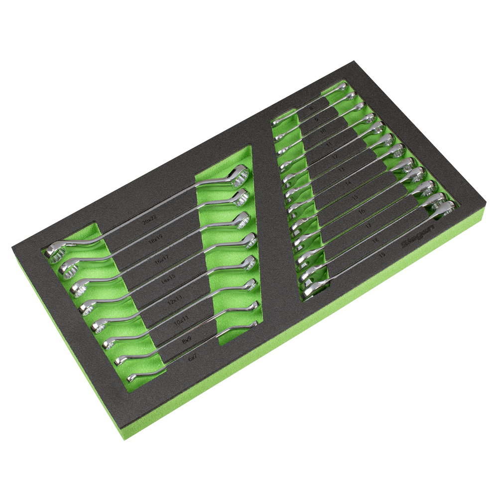 Sealey Siegen Combination & Deep Offset Spanner Set with Tool Tray 20p ...