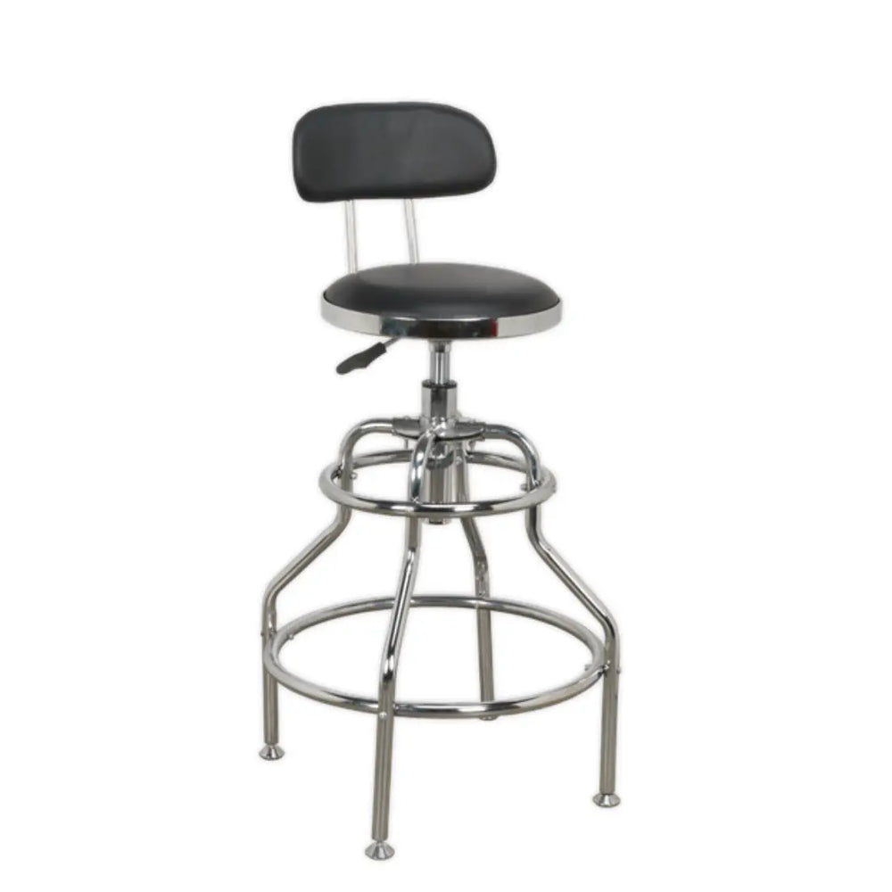 Sealey Pneumatic Workshop Stool with Adjustable Height Swivel Seat & B