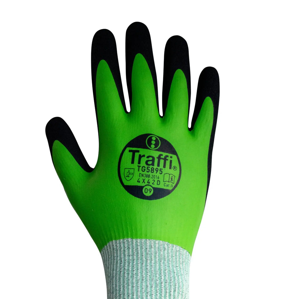 Traffi TG5895 Waterproof Latex/Nitrile Cut Level D Safety Glove - Pack