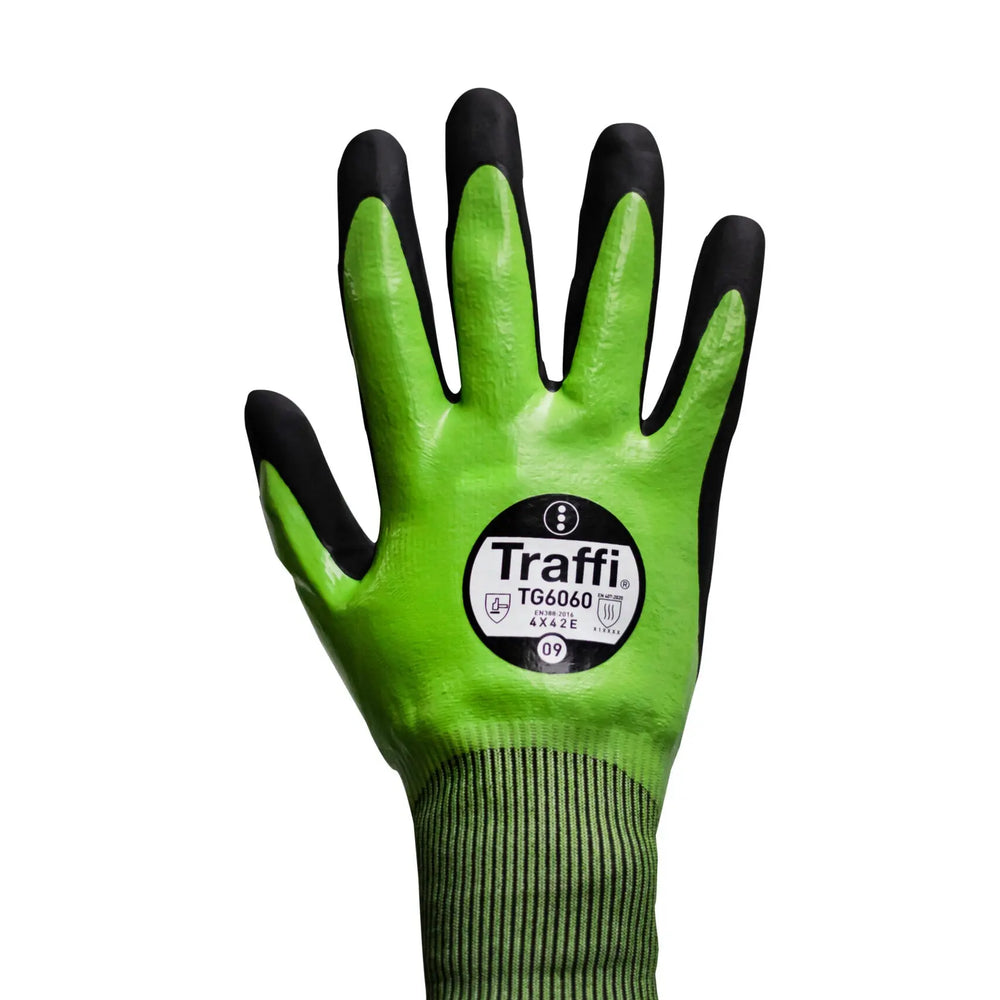 Traffi TG6060 Waterproof Nitrile Cut Level E Safety Glove - Pack of 10