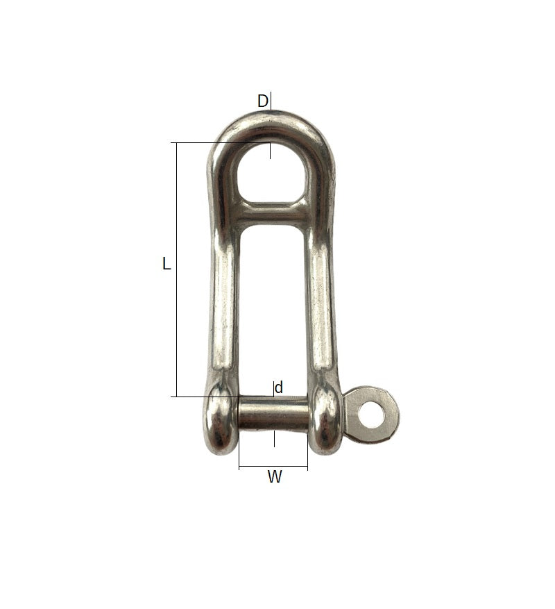 Stainless Steel Double Bar Dee Shackle with Captive Pin